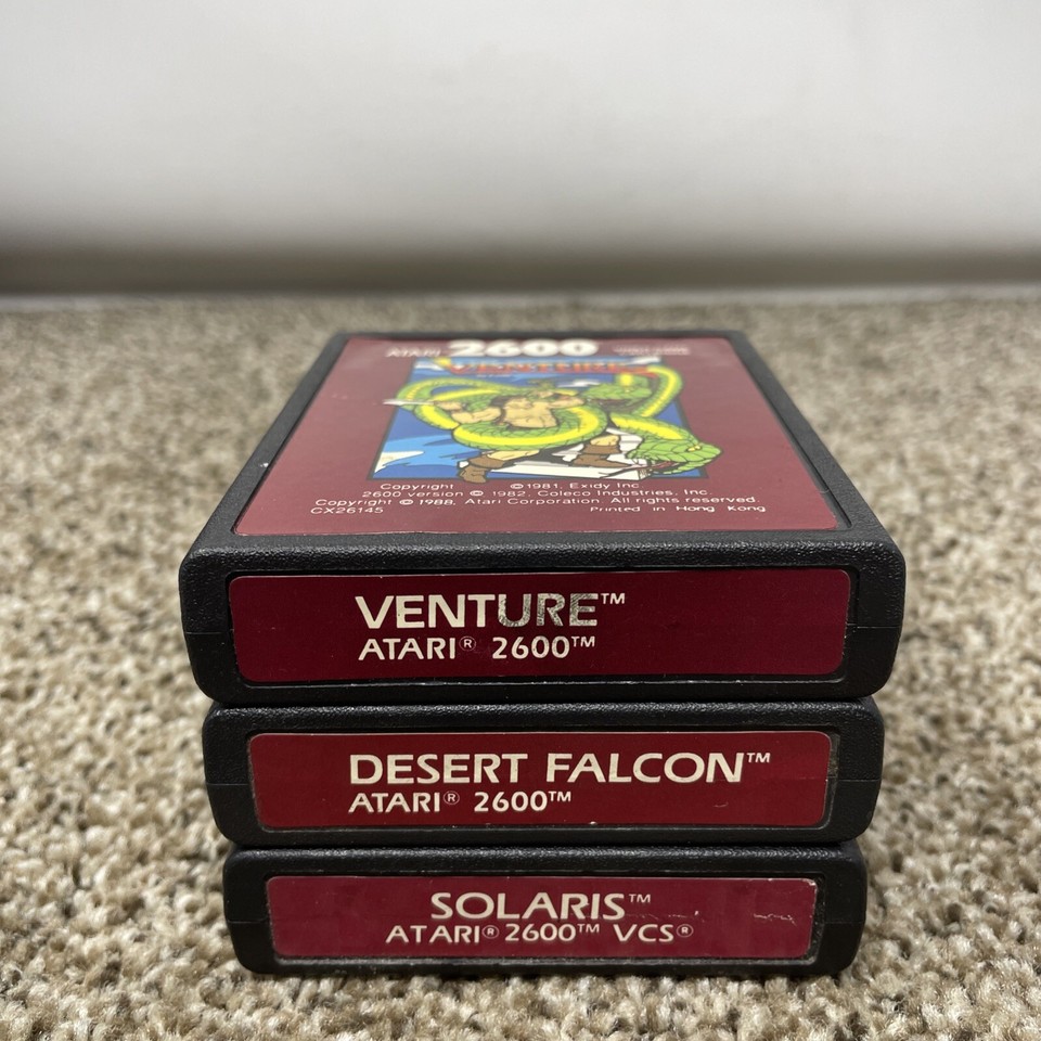 ATARI 2600 RED LABEL 3 GAME LOT Solaris Desert Falcon Venture Tested | eBay
