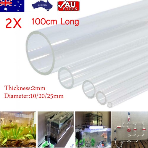 2x Acrylic Clear Plastic Tube Tubing Round Pipe 10mm/20mm/25mm OD 1M ...