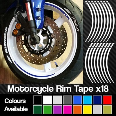 18 x Motorcycle Wheel Rim Tape Stickers . ANY COLOUR - 7-9 YEAR QUALITY ...