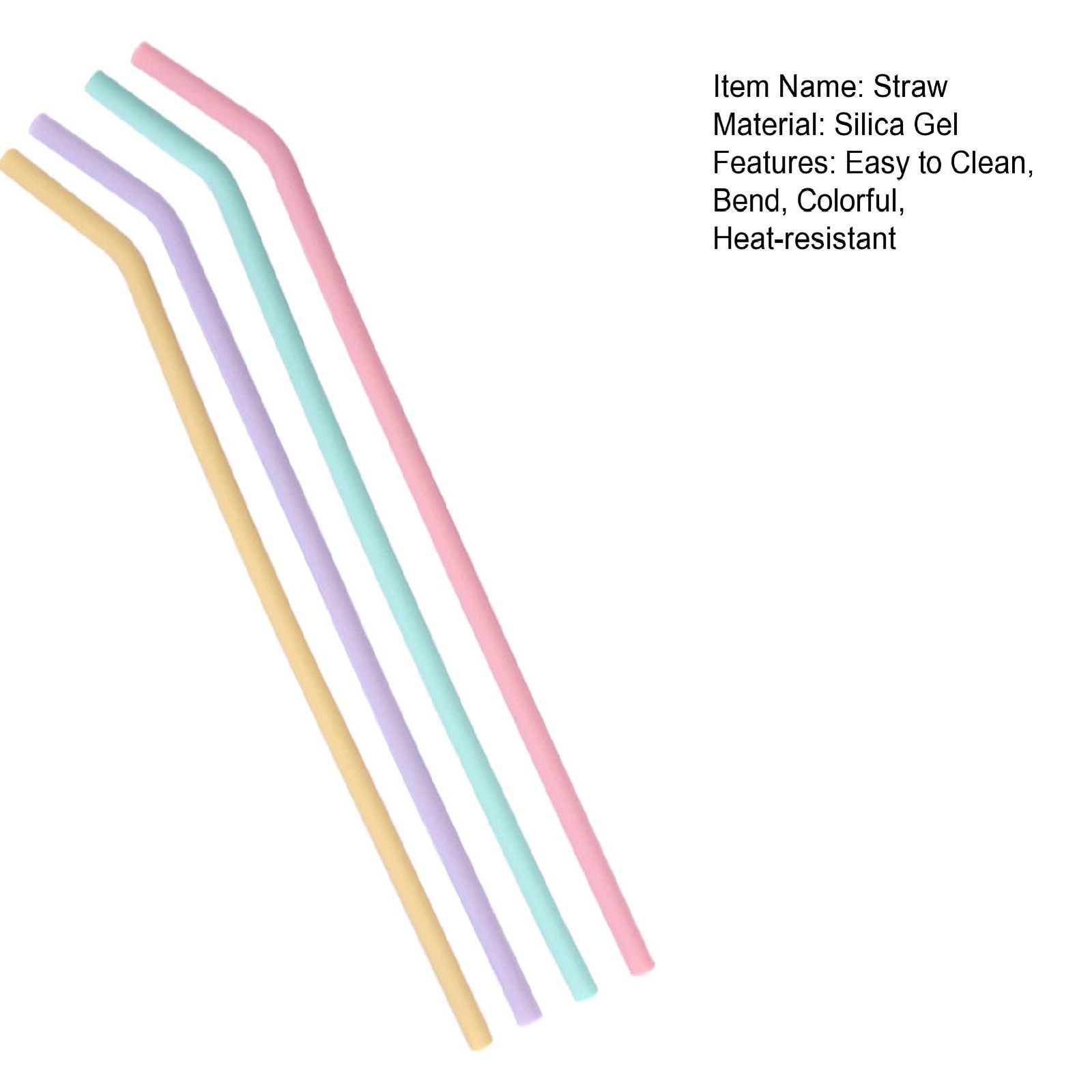 Durable Reusable Straw Easy to Drink Colorful Silicone Straws Set with ...