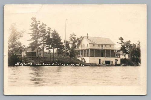 Signor's Resort LAC COEUR OREILLES Wisconsin RPPC Antique Lake Photo ...