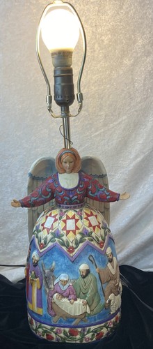 Jim Shore Nativity Scene on Angel Table Lamp Heartwood Creek Enesco 22 ...