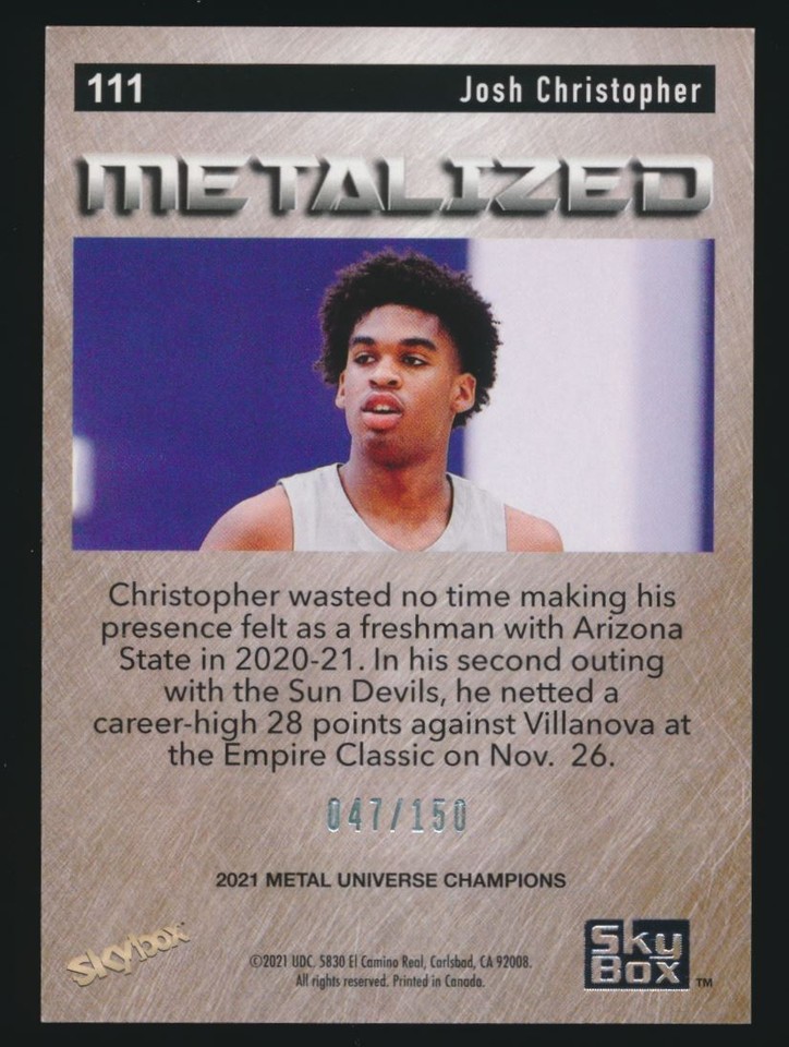 2021 Metal Champions Precious Metal Gems PMG Red #111 Josh Christopher ...