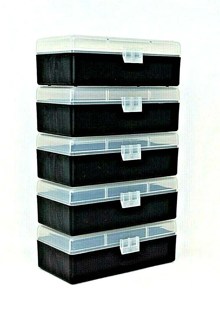 BERRY'S PLASTIC AMMO BOXES (5) CLEAR 50 ROUND (44SPL,44MAG,45 COLT ...