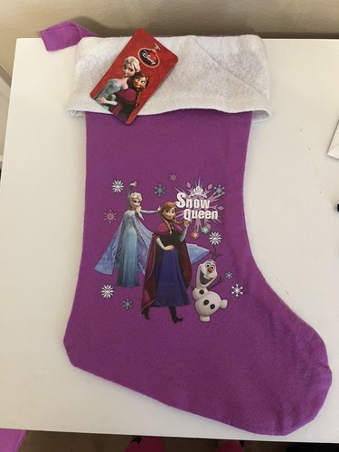 Disney Frozen Felt Purple Christmas Stocking Elsa Anna & Olaf SNOW ...