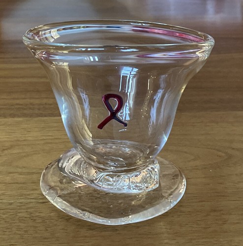 Hand Blown Studio Glass Drinking Glass AIDS Red Ribbon Signed 4” | eBay