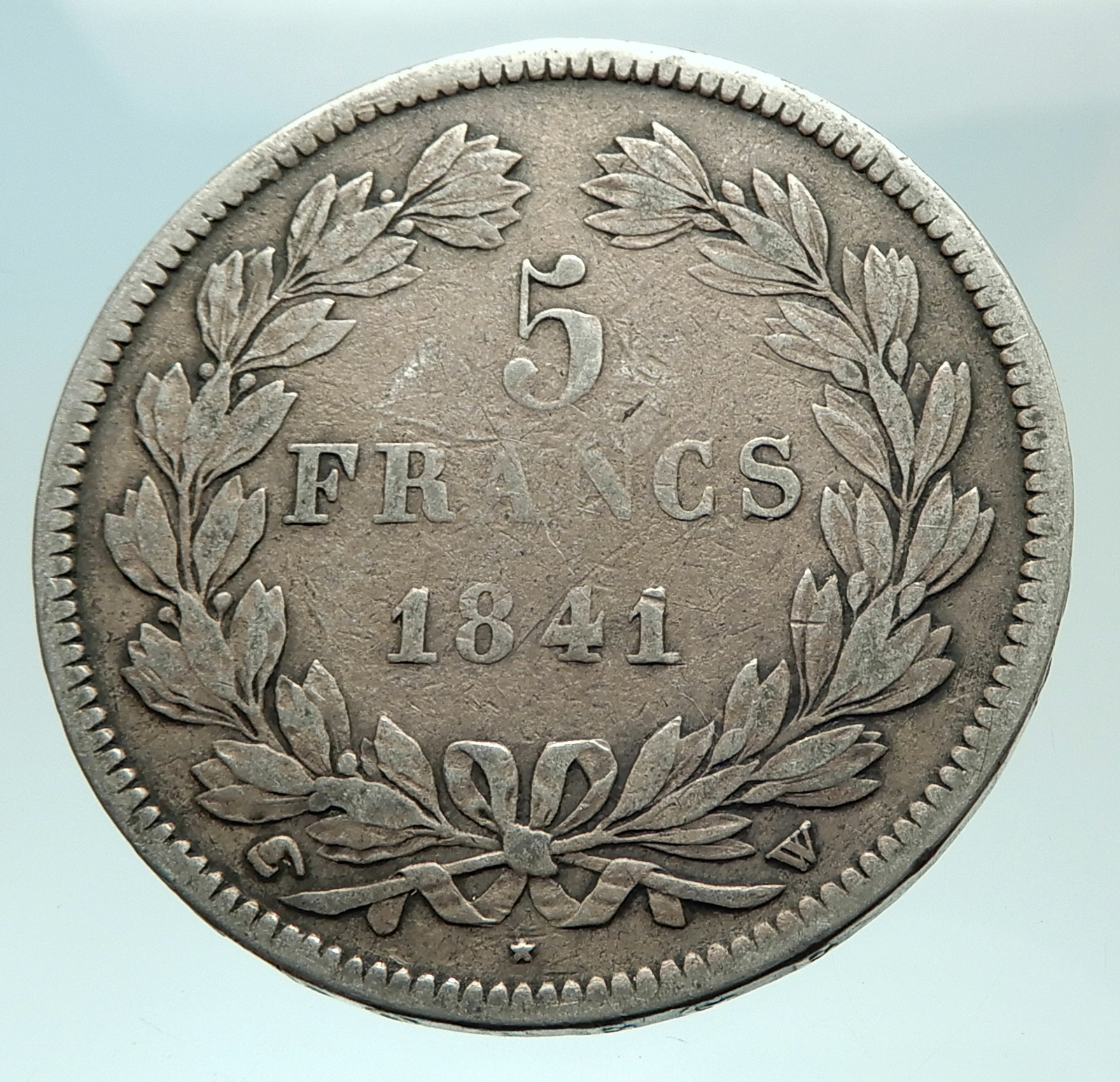 1841 FRANCE King Louis Philippe I French Antique Silver 5 Francs Coin ...