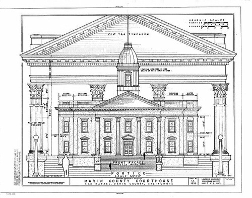 Marin County Court House,Fourth Street,San Rafael,California,CA,HABS,13 ...
