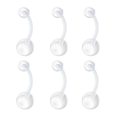 Bio-Flex Clear Belly Button Ring Retainer 14 Gauge 3/8" 10 MM - 6 Pack ...