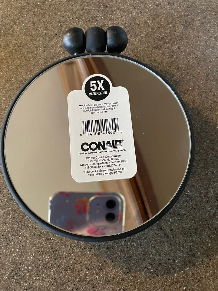 Conair Handheld Mirror 5x Magnification Desktop MakeUp Tweeze Style ...