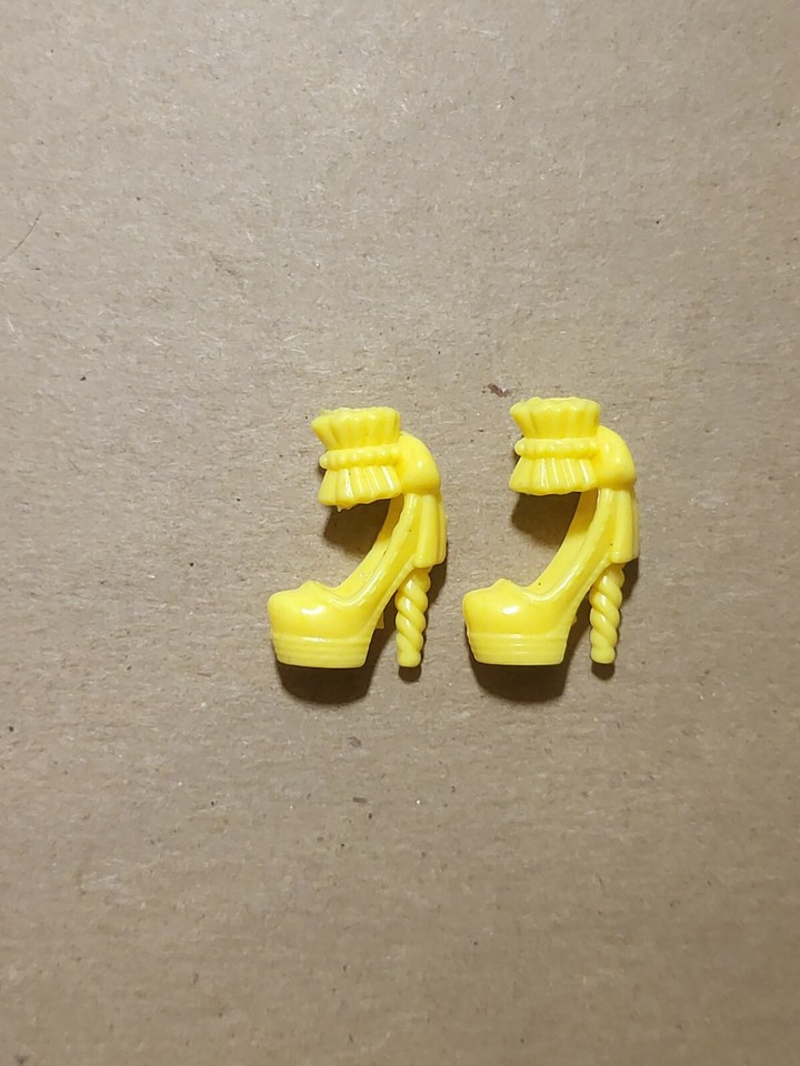 BARBIE DOLL SHOES YELLOW HEELS RUFFLE BOW ANKLE STRAP TWISTY FASHION ...