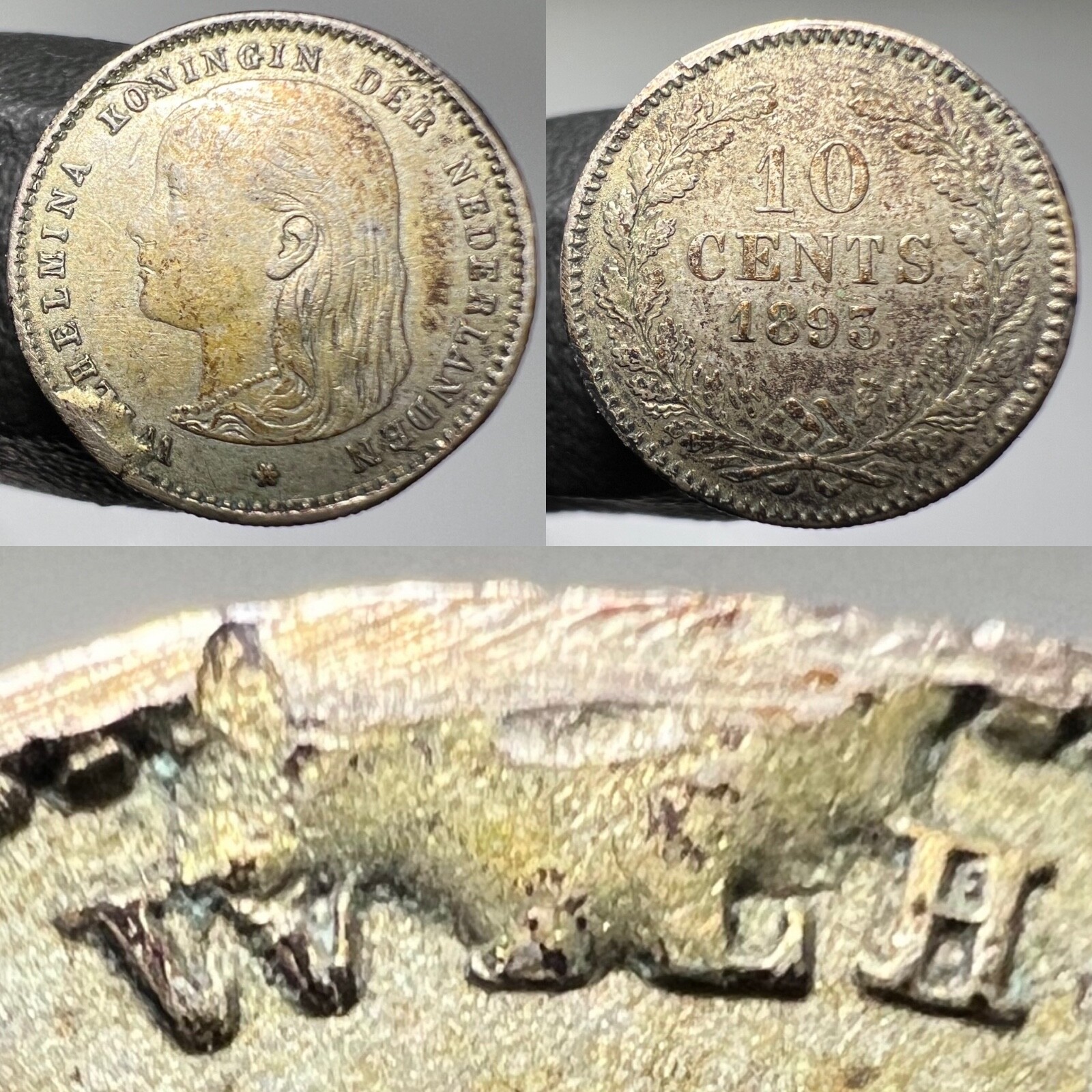 1893 Netherlands 10 Cents CUD Circulated Details Silver Coin 10C ...