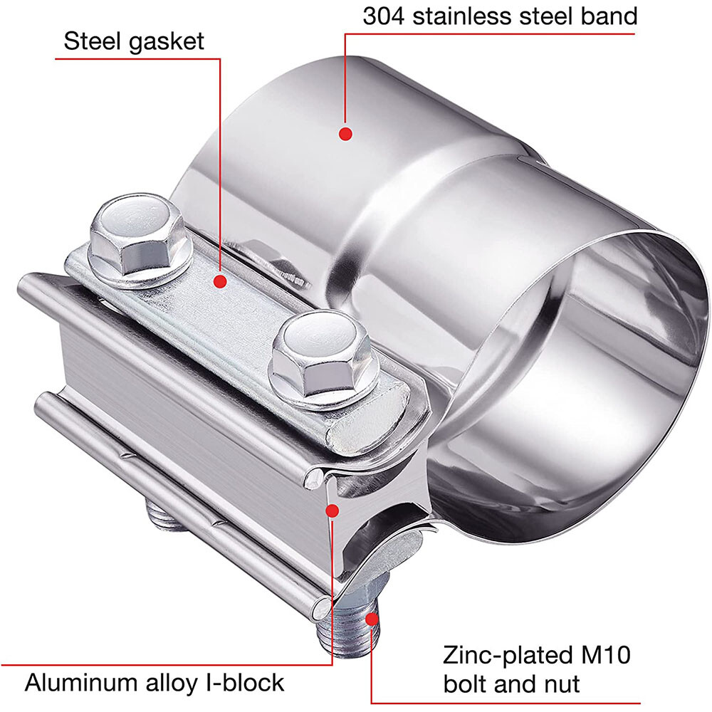 1PC Exhaust Band Clamps 2.75"Lap Joint Stainless Exhaust Pipe Muffler ...
