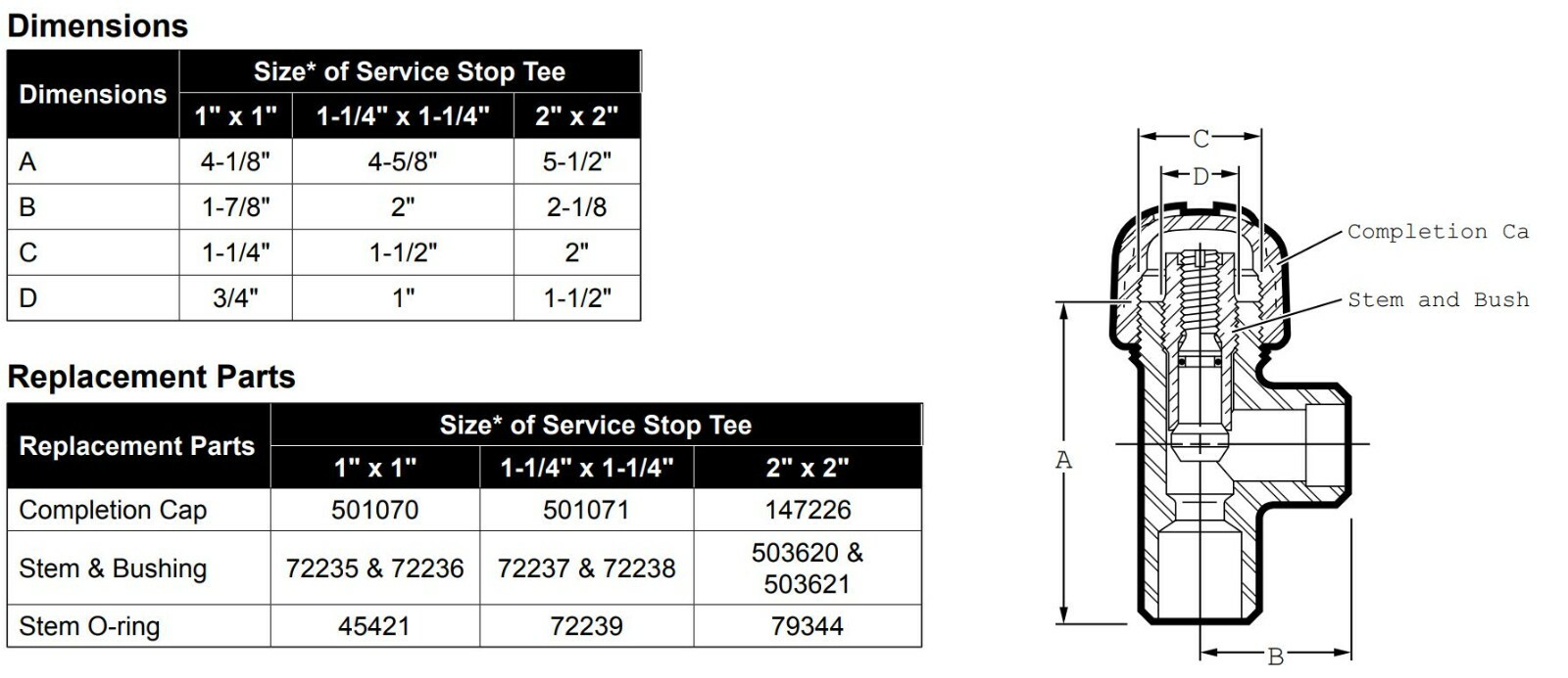 MUELLER H-17656 1" x 1" NO-BLO Service Stop Tee Weld End 1440 PSIG ...