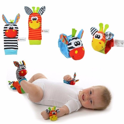 Infant Baby Kids Socks Rattle Toys Animals Wrist Rattle And Socks 0~24 ...