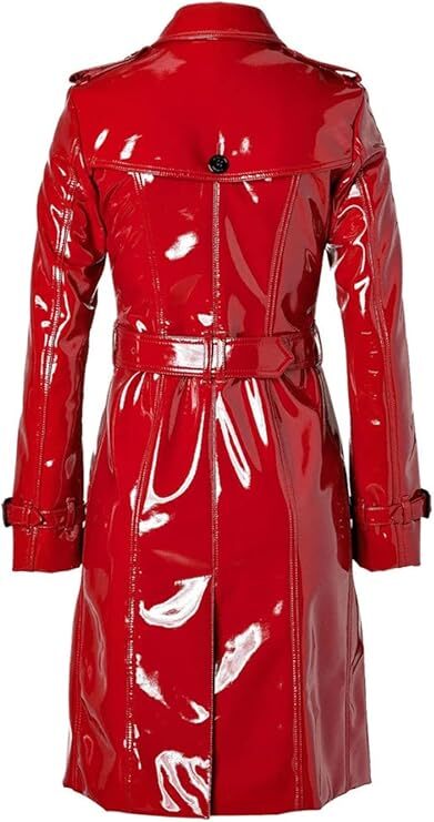 Women Trench Vinyl Shiny Gothic Long PVC Emo Top quality Faux Leather ...