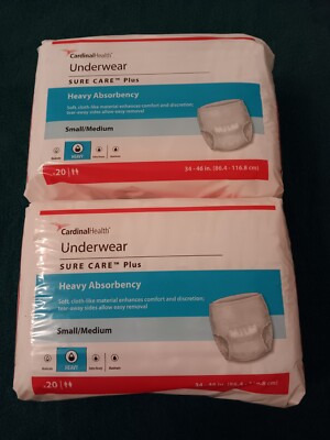 Case of 40 Cardinal Health Sure Care Plus Underwear 2x20 S/M Heavy ...