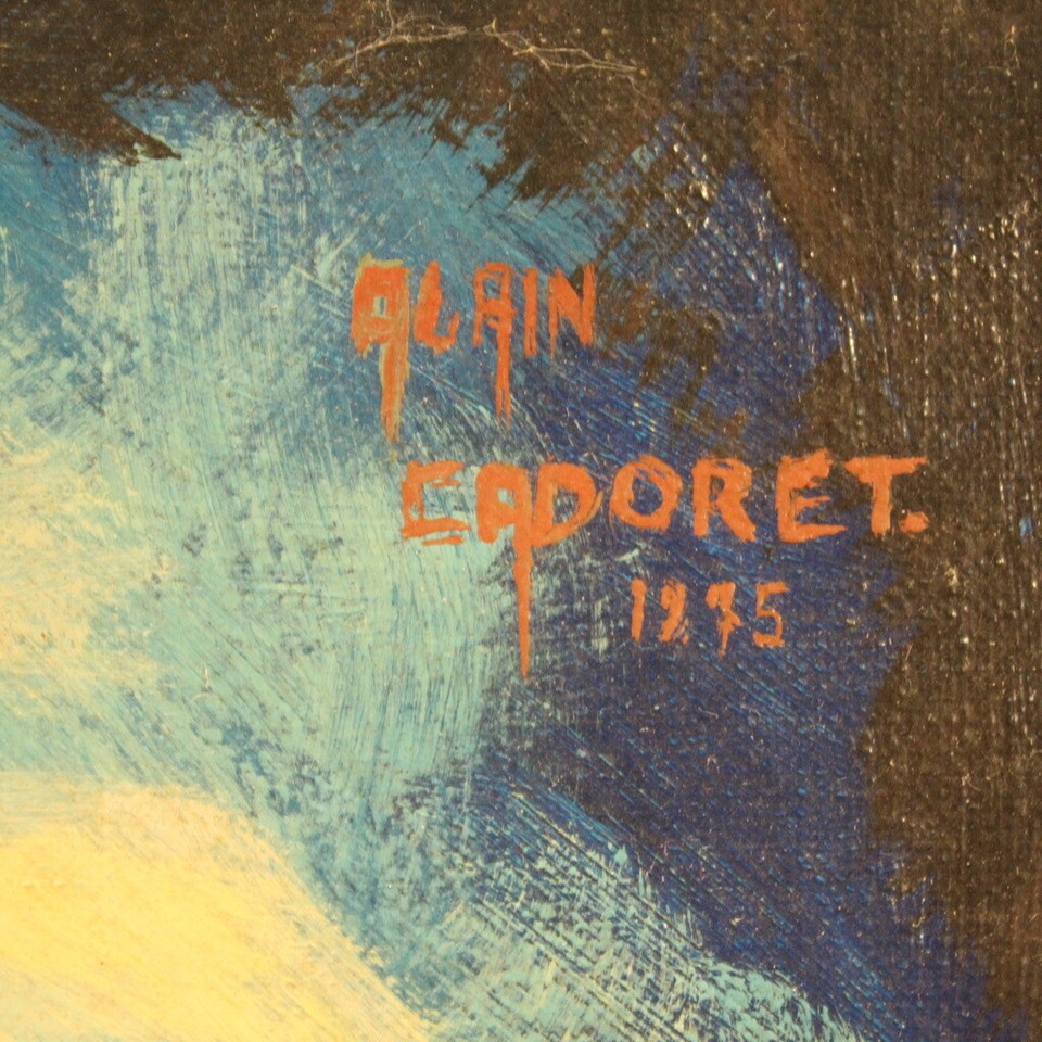 Dipinto surrealista francese firmato Alain Cadoret datato 1975 quadro ...