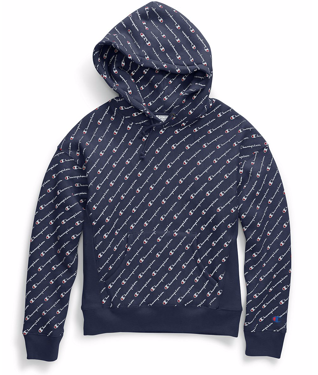 Women's Champion All Over Print Script Hoodie WL757P RQ9 Size Small NWT ...