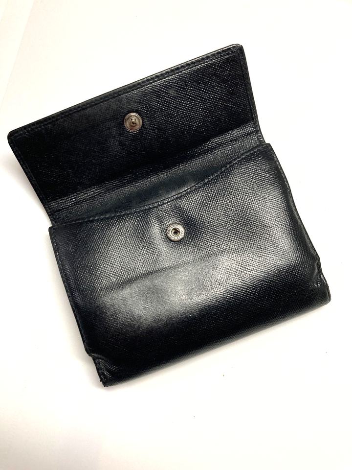 PRADA VINTAGE TRIANGLE LOGO PLATE SAFFIANO LEATHER WALLET COIN ITALY ...