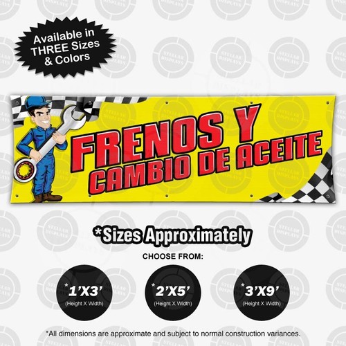 FRENOS y Cambio de Aceite Brakes Oil Banner Lona Vinyl Sign Poster ...