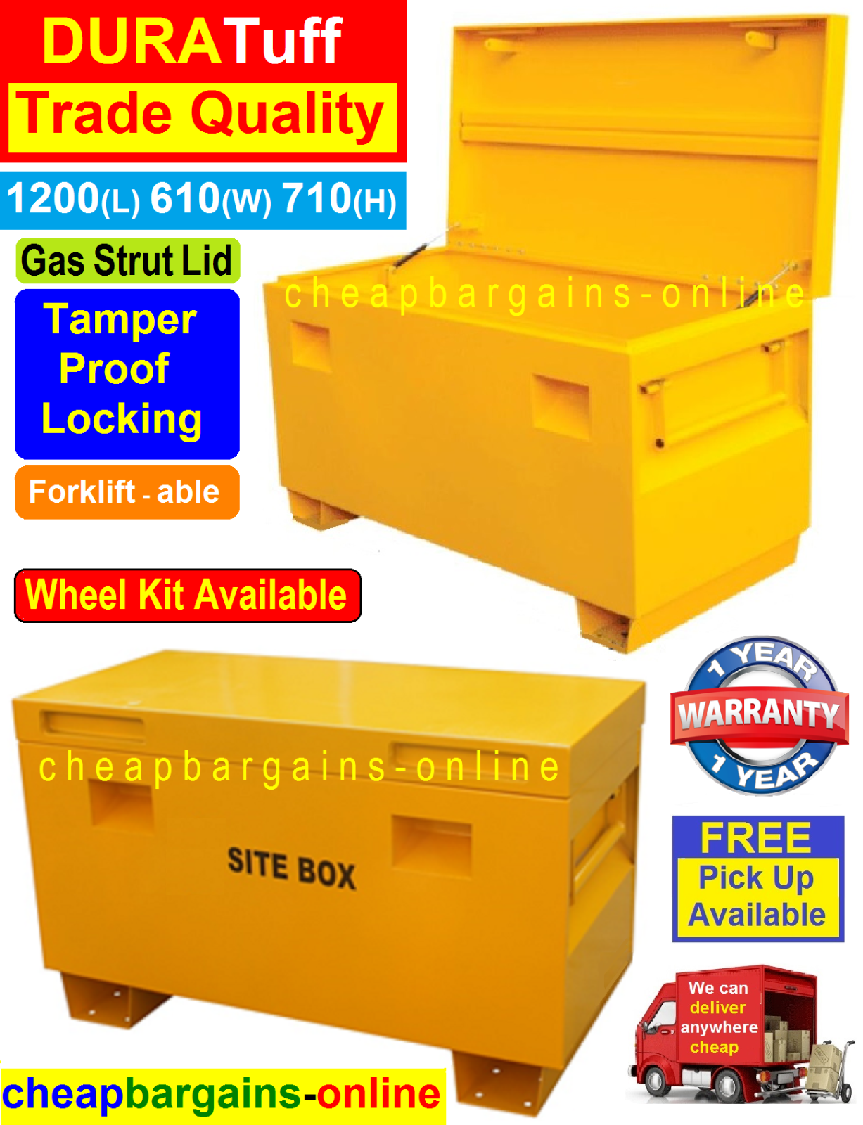 WORK SITE SAFE TOOL BOX TOOL CHEST TAMPER PROOF LOCK UTE WORKSHOP TOOL ...