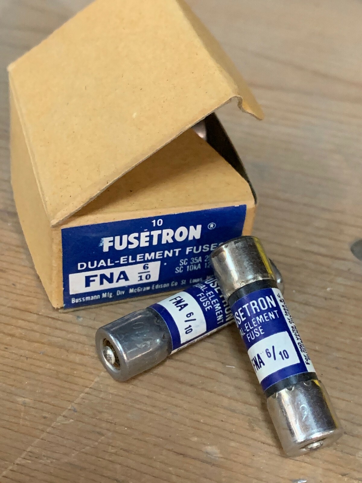 2-PK FNA-6/10 BUSS Pin Indicating Fuses 13/32"x1-1/2" Bussmann NEW 250V ...