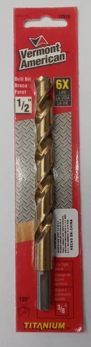 Vermont American 12518 1/2" x 6" Titanium Drill Bit 3/8" Shank | eBay