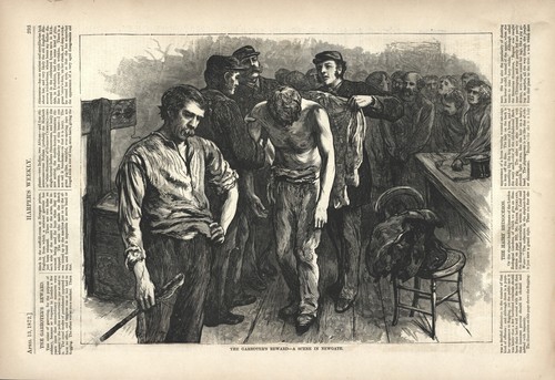 VINTAGE WOODCUT PRINT - "GARROTER'S REWARD" - PUNISHMENT NEWGATE PRISON ...