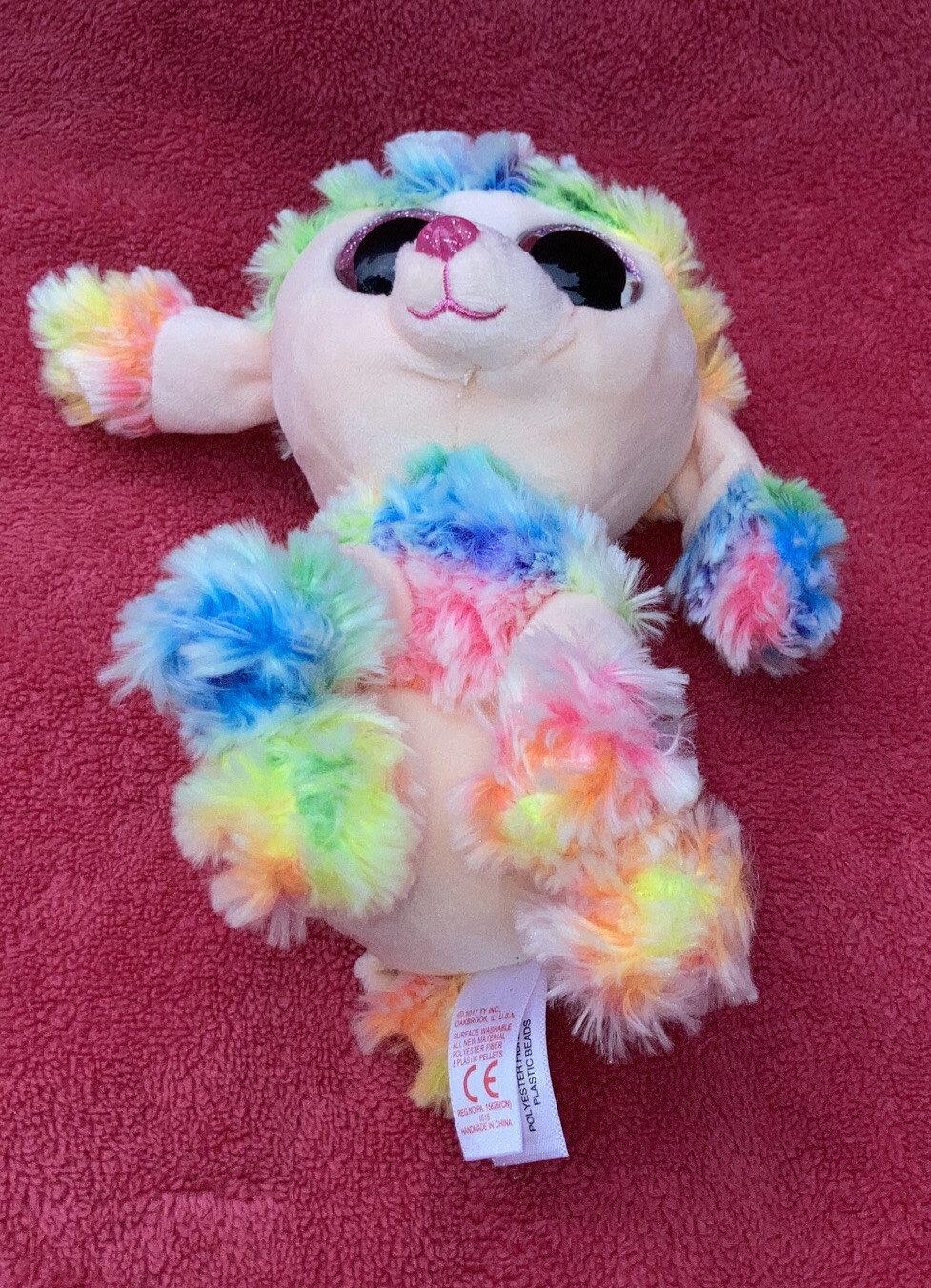 Ty Beanie Boos RAINBOW Poodle Dog Plush Stuffed Animal Toy pink glitter ...