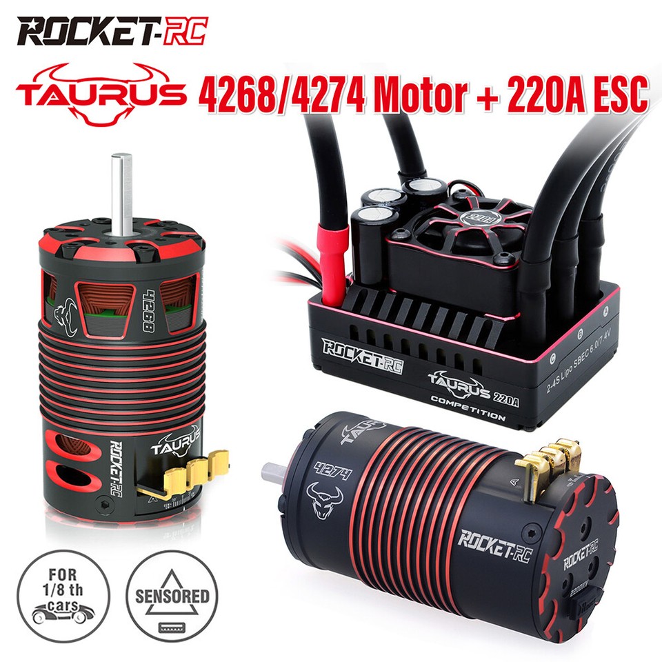 ROCKET-RC 220A Brushless ESC BEC 2-4S Heatsink Motor for 1/8 RC Car ...