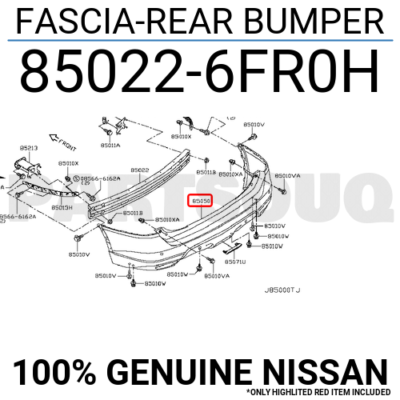 850226FR0H Genuine Nissan FASCIA-REAR BUMPER 85022-6FR0H | eBay