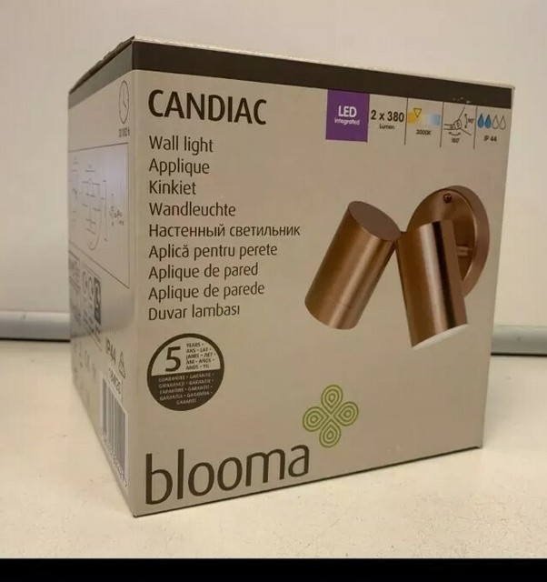 Blooma Candiac Copper Effect Mains-powered LED Outdoor Double Wall ...