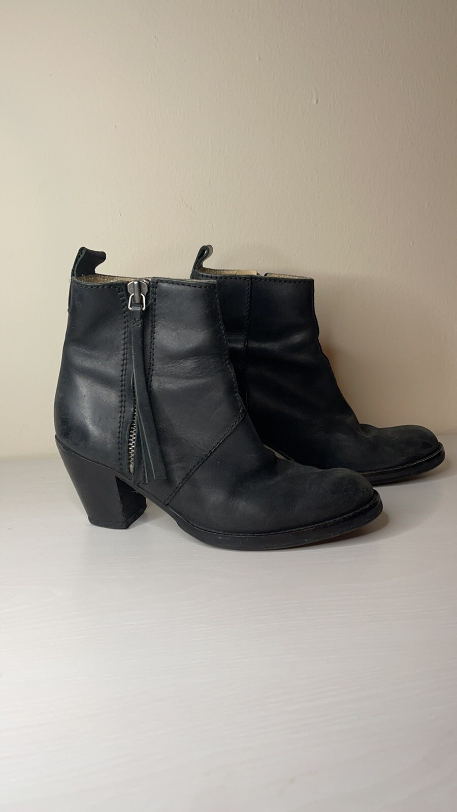 ACNE STUDIOS The Pistol Boot Ankle Zip Bootie Genuine… - Gem