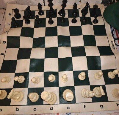 Basic Chess Set Green 20x20 inch Vinyl Board w/ chess Pieces | eBay