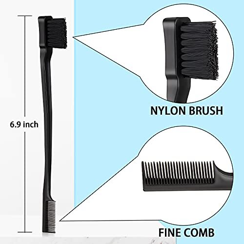 3 Pcs Slick Back Hair Brush Set Bristle Hair Brush Edge Control Brush ...