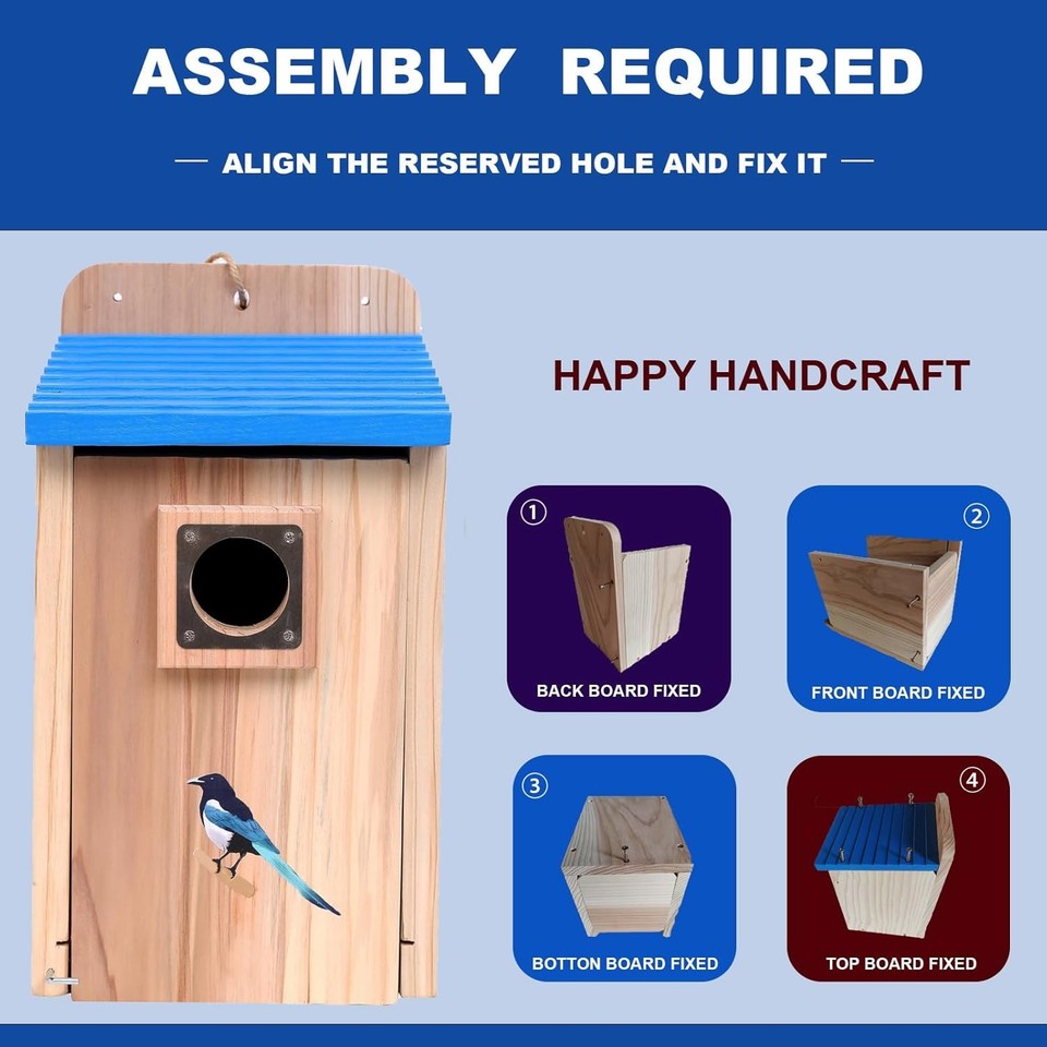 Bird House for Outdoor Wood Bird House Kit,Bluebird House with Predator ...