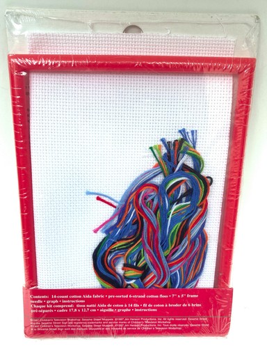 Vintage JanLynn Sesame Street Grover Basketball Cross Stitch Kit with ...