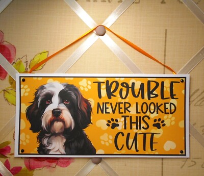 Havanese Dog Sign "Trouble Never Looked This Cute" Wall Hanging Plaque ...