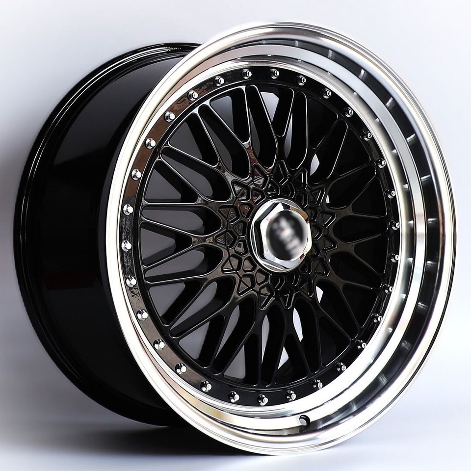 19" RS STYLE BLACK MACHINE LIP STAGGERED WHEELS FITS 5X114.3 5X120 19X8 ...