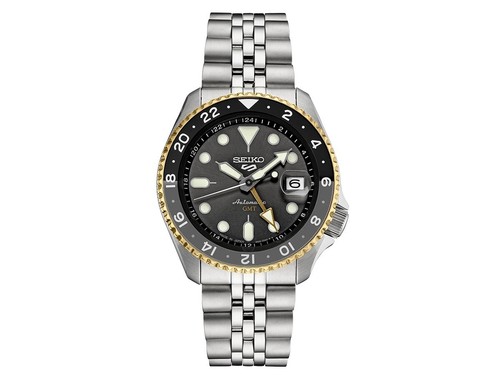 Seiko 5 Sports SSK021K1 42mm Charcoal Dial GMT Cyclops Automatic Men ...