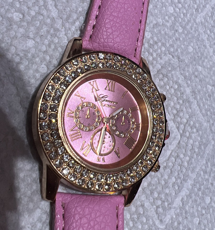 Pink Geneva Casual Watch with Crystals | eBay