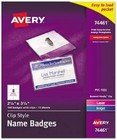 Avery Clip Style Name Badge Holders/Inserts, 2-1/4 x 3-1/2, 100/Box ...