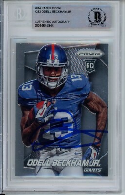 ODELL BECKHAM JR. SIGNED AUTOGRAPH 2014 PRIZM #282 ROOKIE CARD BECKETT ...