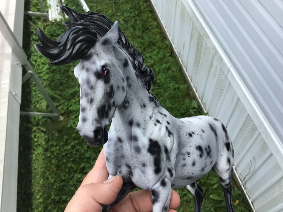 Breyer Traditional Fireheart Mojava Mustang Stallion Black Appaloosa Cm ...