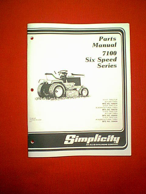 SIMPLICITY 12 & 17 HP TRACTOR 7100 SIX SPEED SERIES PARTS MANUAL | eBay
