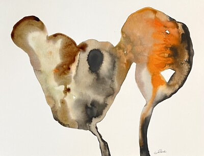 Abstract Mixed Media Ink Watercolor Painting On Paper 11 X 15 ...