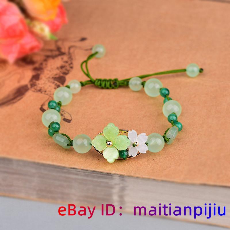 Green Jade Flower Bracelet Jewelry Gifts Designer Talismans Natural ...