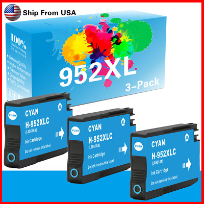 (3-Pack,Cyan) 952XL 952 XL Ink Cartridge for Pro 8710 8727 Printer | eBay