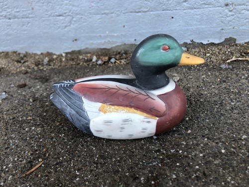 Painted Ceramic Duck Mini Decoy Jasco 5” Bird Figure Scuffed Mallard ...